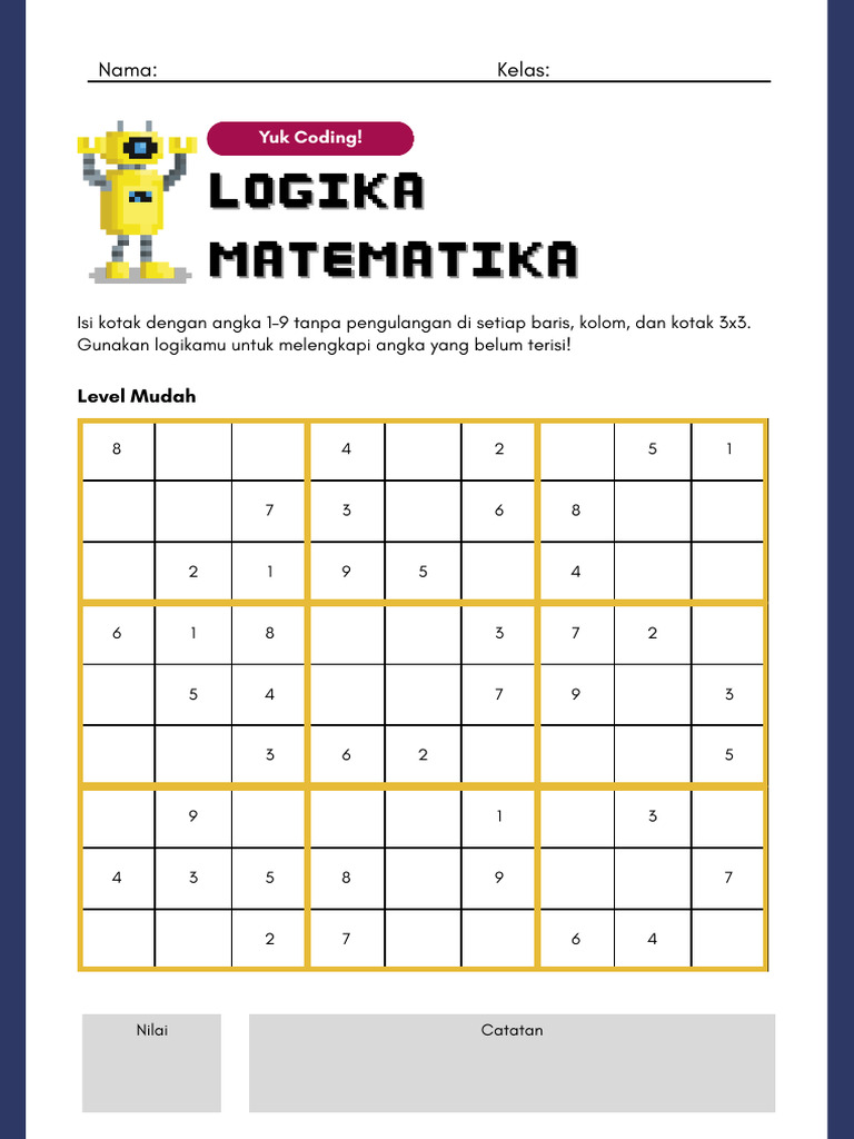 Logika Matematika Yuk Coding Lembar Kerja Siswa Biru Dan Putih Sederhana | PDF