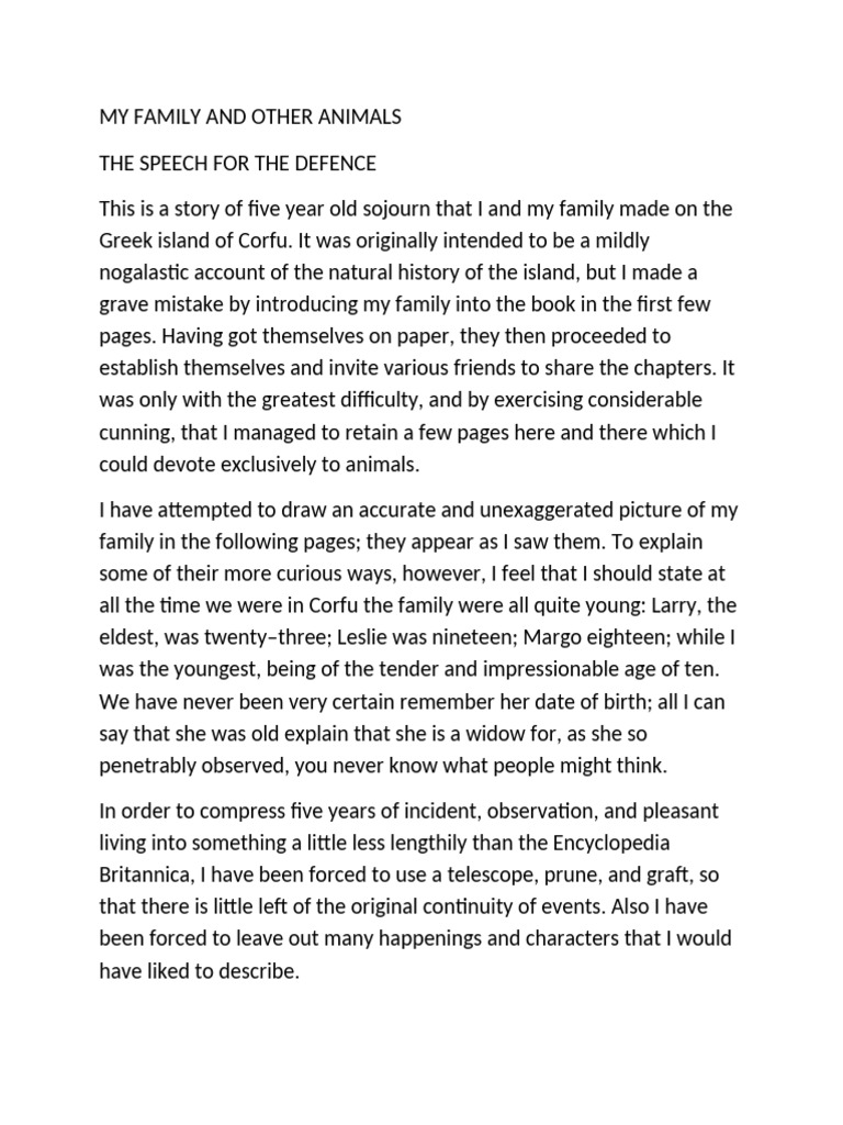 My Family and Other Animals | PDF