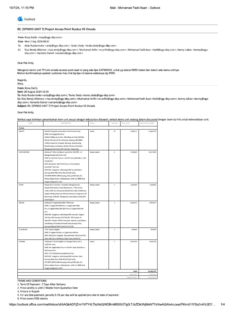 (SPINDO UNIT 7) Project Access Point Ruckus Vs Omada | PDF