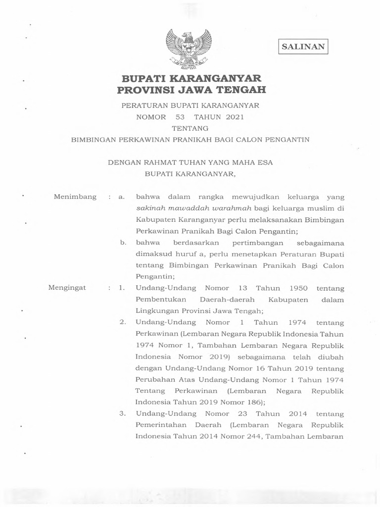 Perbup No. 53 Tahun 2021 | PDF