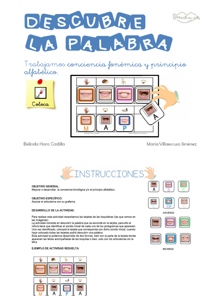 Principio Alfabetico Conciencia Fonemica Descubrir La Palabra | PDF