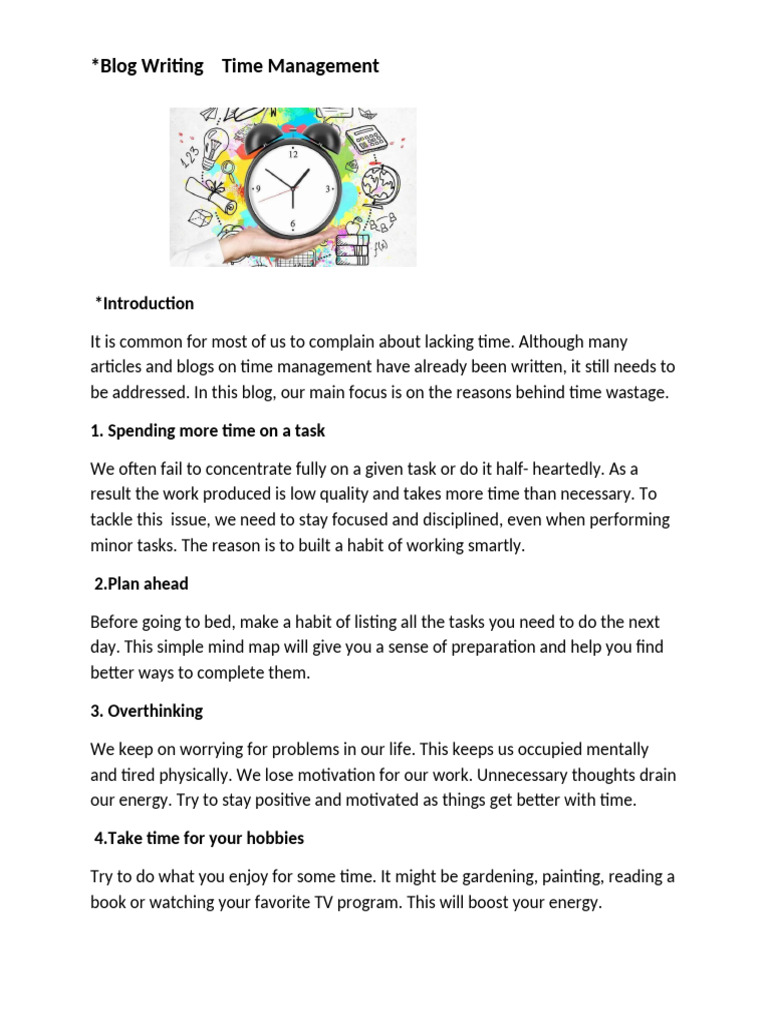 Blog Writing Time Management | PDF