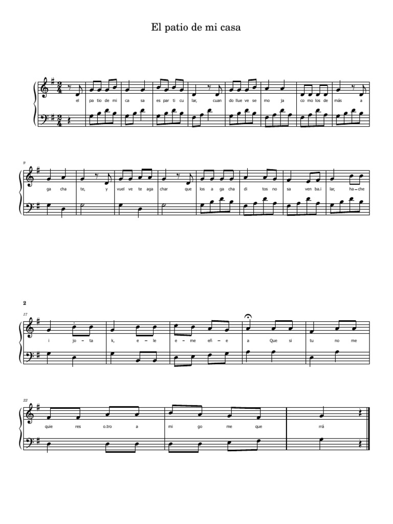 El Patio de Mi Casa Partitura Daya (Horizontal) | PDF