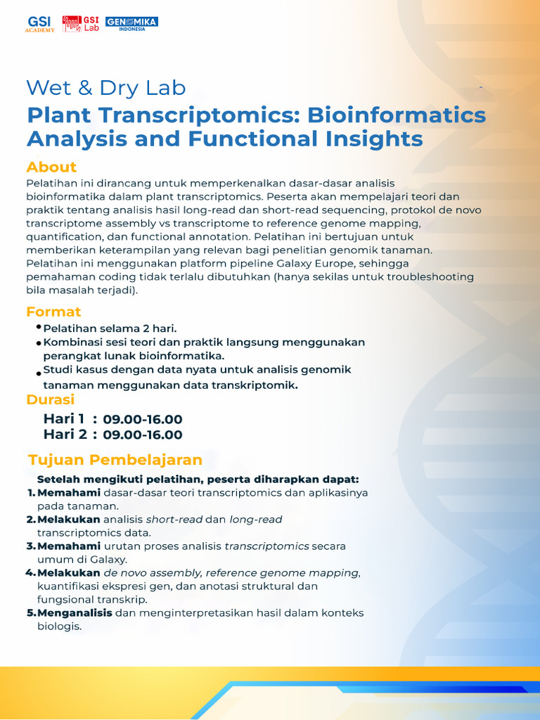 Gsi Academy 2025 Training Catalog - Plant Transcriptomics | PDF