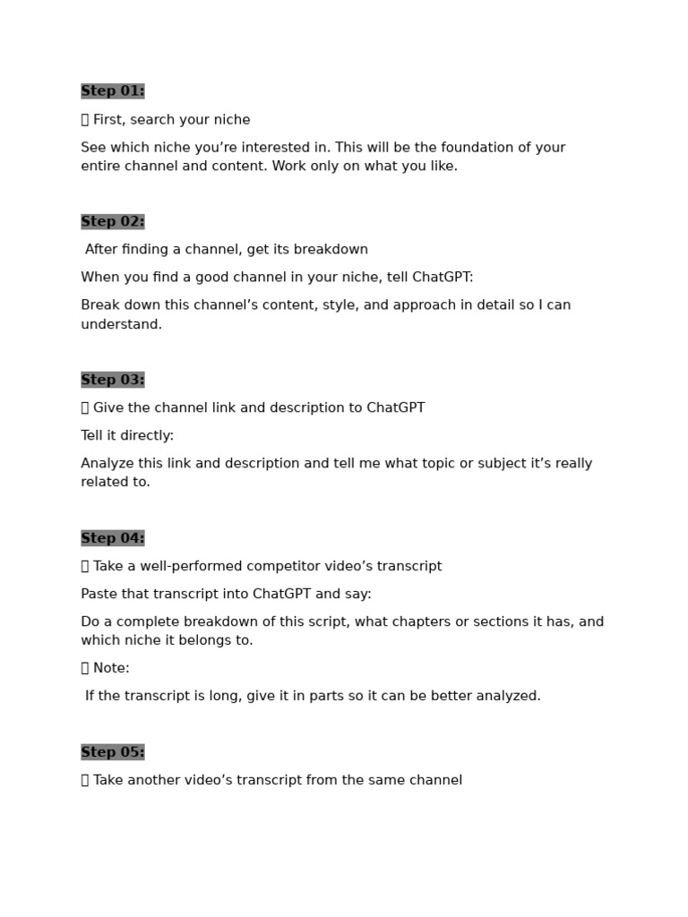 Prompting Steps For Tittle and Script | PDF