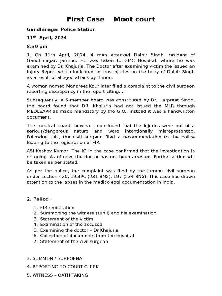 Moot Court Injury Report Case Final | PDF | Prosecutor | Criminal Law