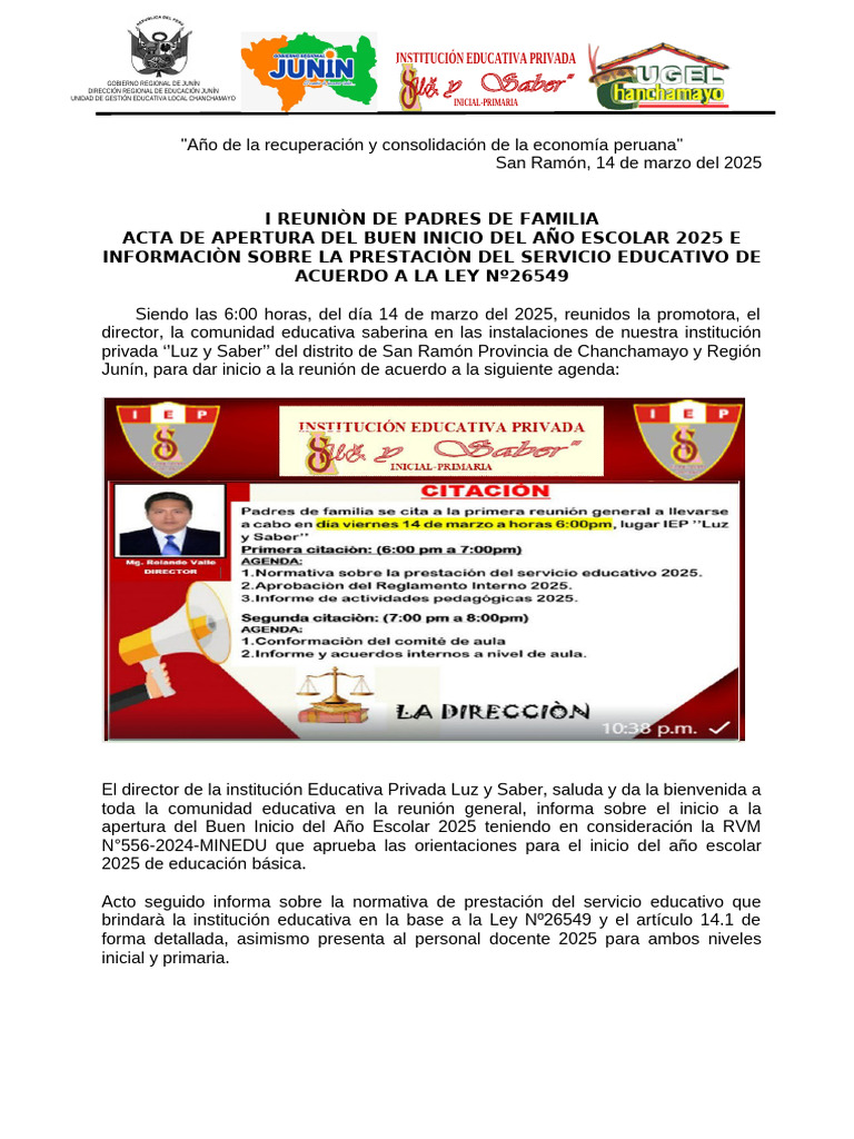 Acta de Apertura - Biae 2025 | PDF