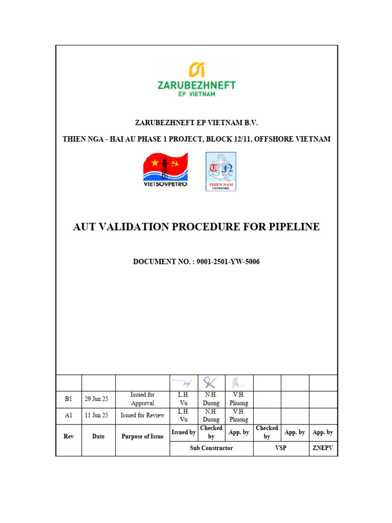 9001-2501-YW-5006 B1 AUT Validation Procedure For Pipeline | PDF ...