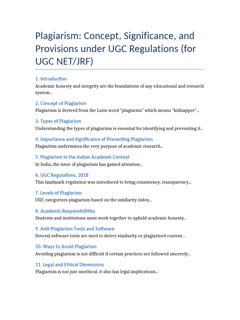 Plagiarism Notes UGC NET (1) | PDF