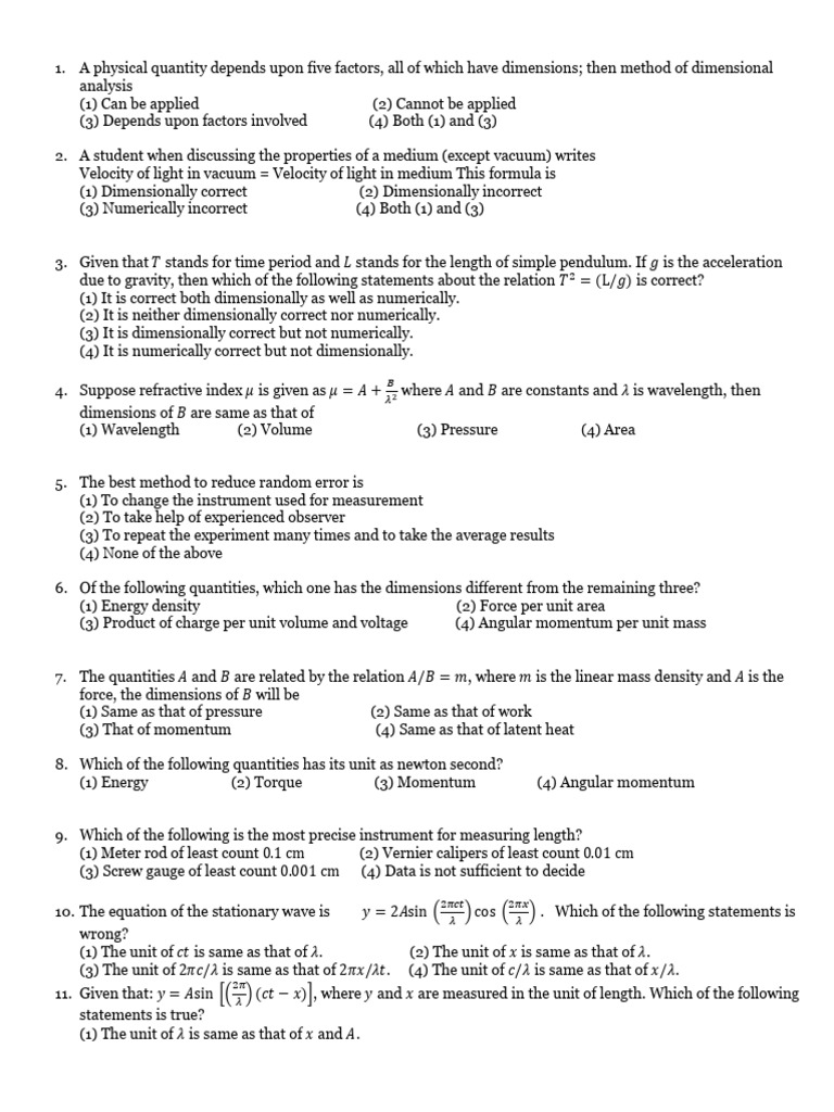 A Physical Quantity Depends Upon Five Factors | PDF | Acceleration ...