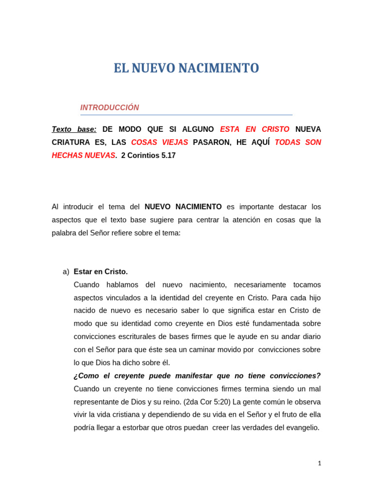 El Nuevo Nacimiento | PDF | Cristo (título) | Dios