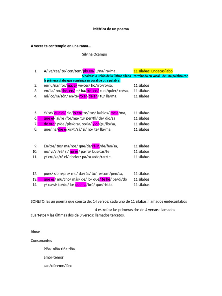 Análisis métrico de poemas clásicos | PDF | Ritmo Poético | Fonología
