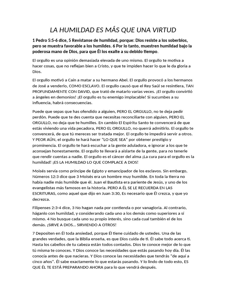 La Humildad: Clave para la Exaltación | PDF | Orgullo | Creencia ...