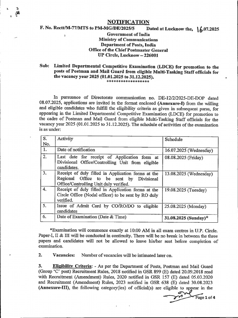 Notification of LDCE - 2025 | PDF
