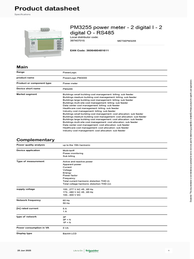 PM3255 Power Meter Specifications | PDF | Electromagnetic Compatibility ...