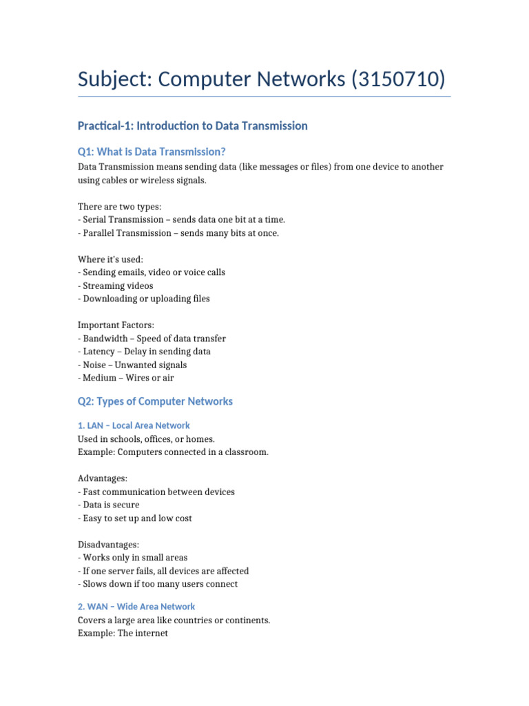 Simplified CN Practical | PDF | Transmission Medium | Computer Network