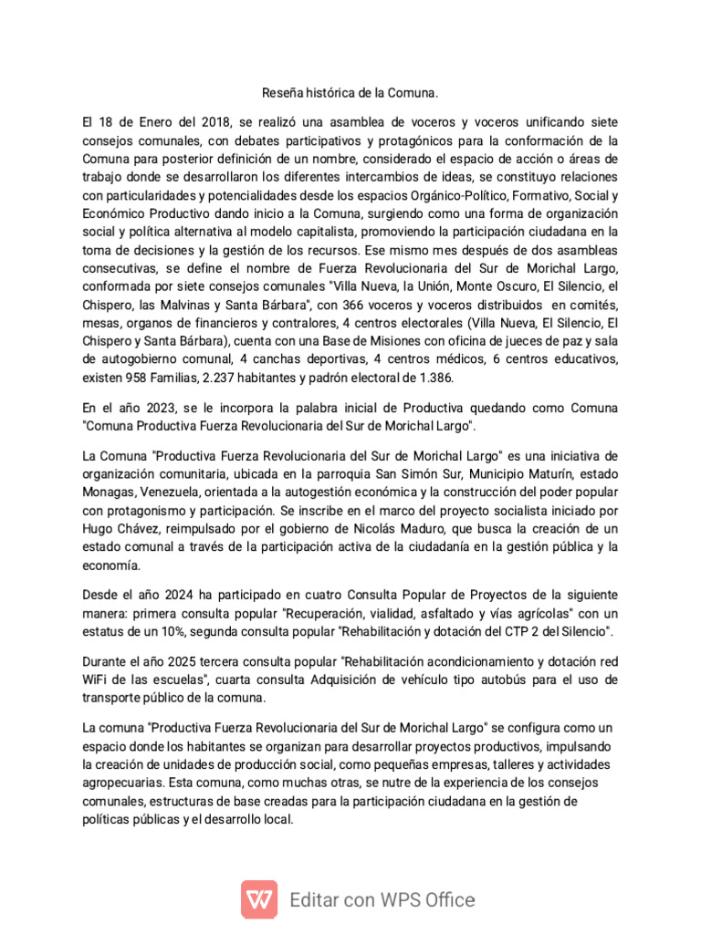 Reseña Histórica Comuna | PDF