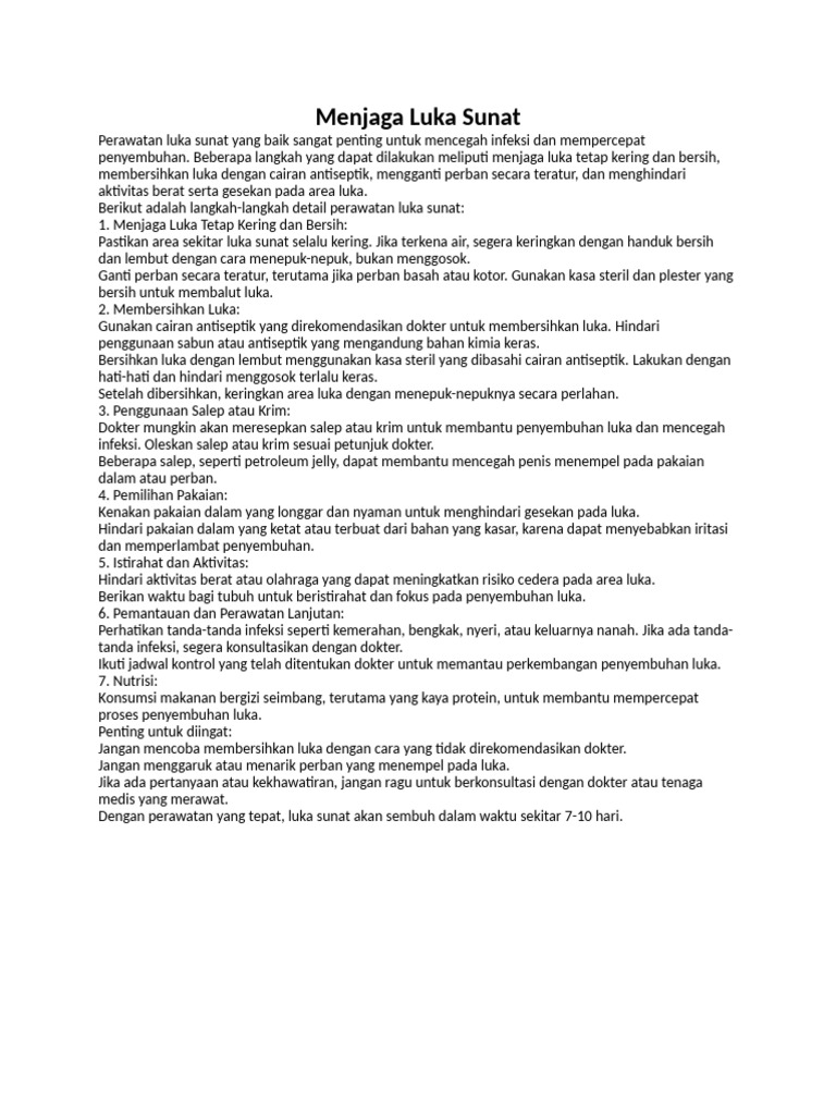 Perawatan Luka Sunat yang Efektif | PDF