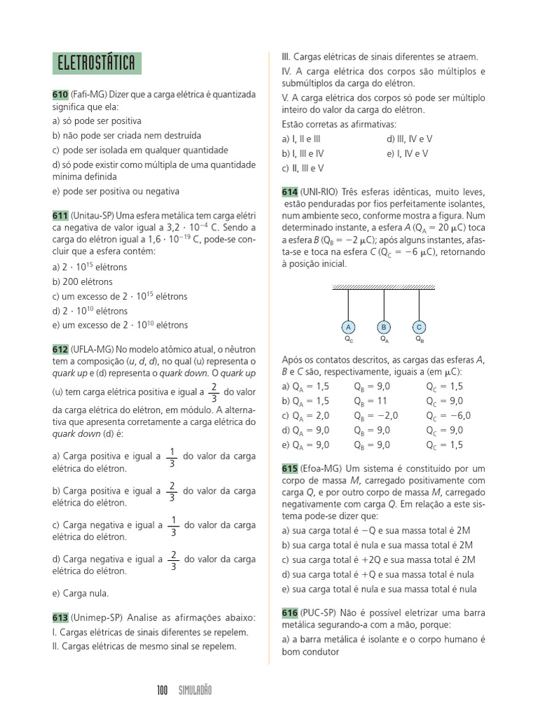 Eletroestatica - Exercicios | PDF | Carga elétrica | Eletricidade