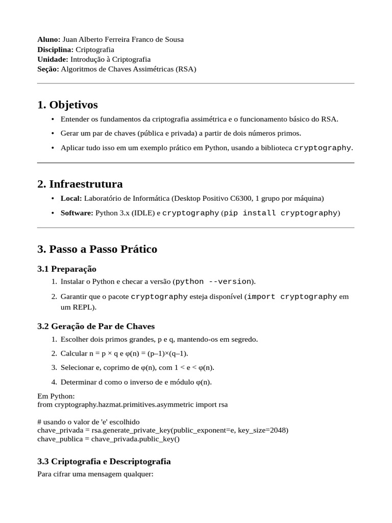 Criptografia - Relatório | PDF | Criptografia de chave pública | Chave (criptografia)