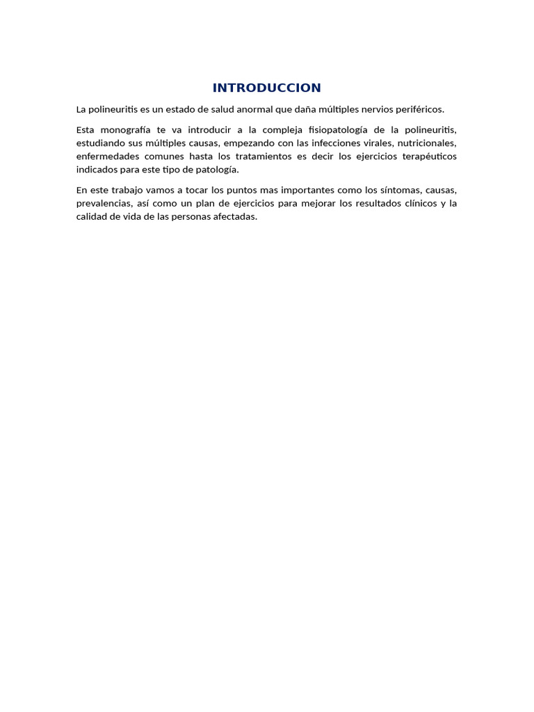 Polineuritis: Causas y Ejercicios Terapéuticos | PDF | Nervio | Diabetes