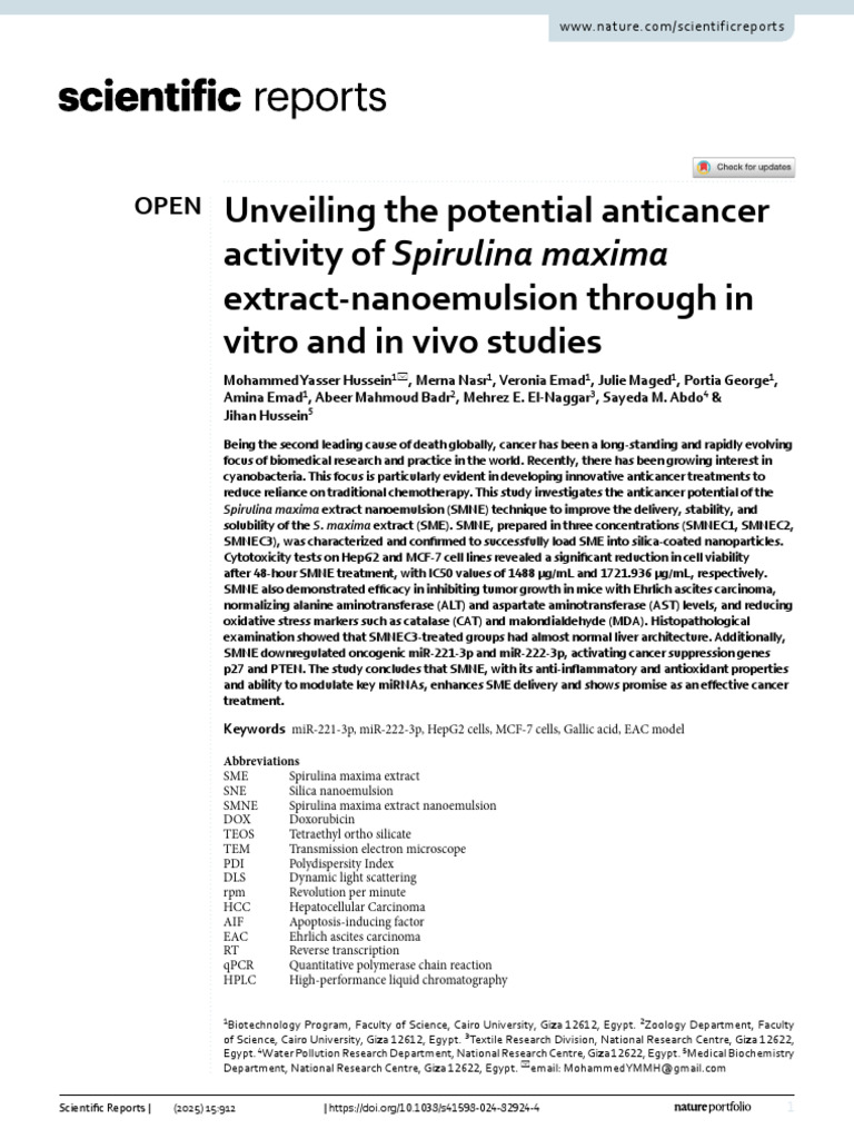 Hussein Et Al. - 2025 - Unveiling The Potential Anticancer Activity of ...