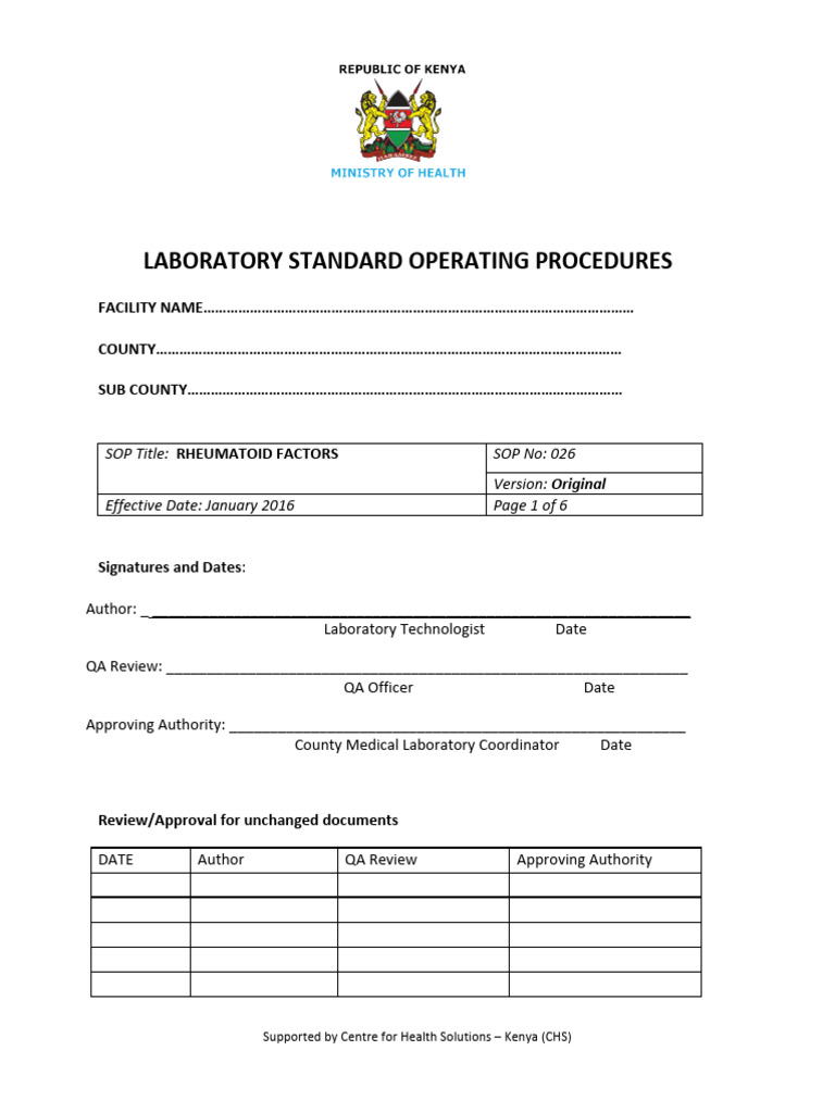 Sop Title - Rheumatoid Factors | PDF