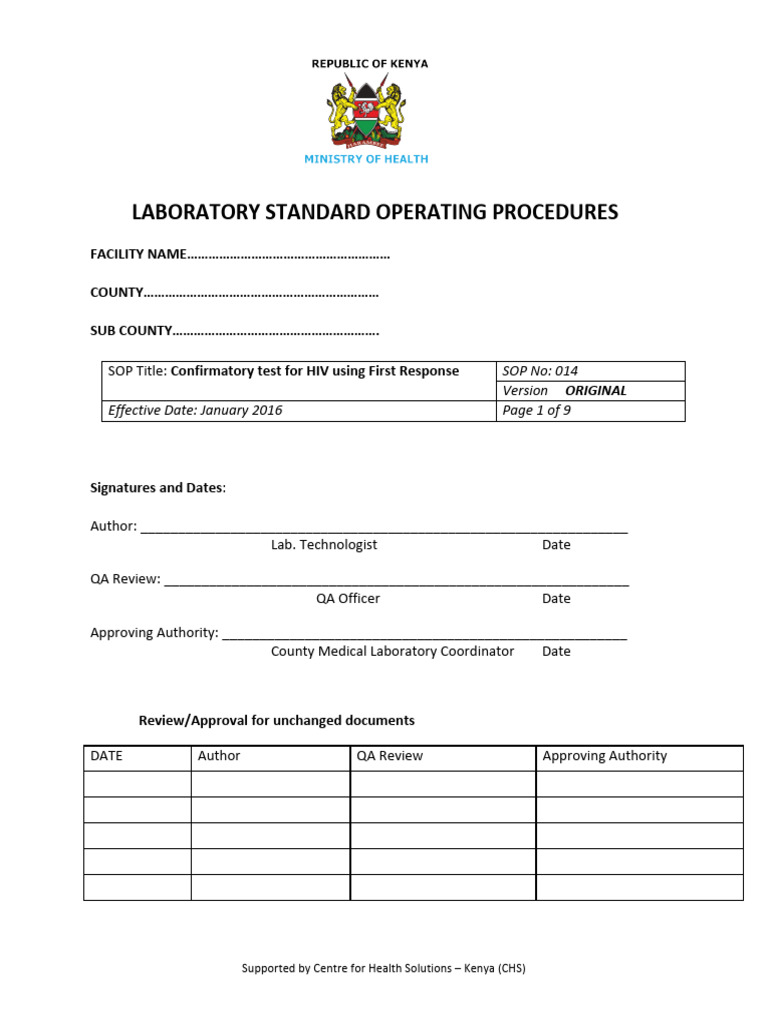 Confirmatory HIV Test SOP Guidelines | PDF | Diagnosis Of Hiv/Aids | Hiv