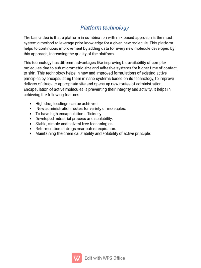 Platform Technology in Industrial Pharmacy | PDF
