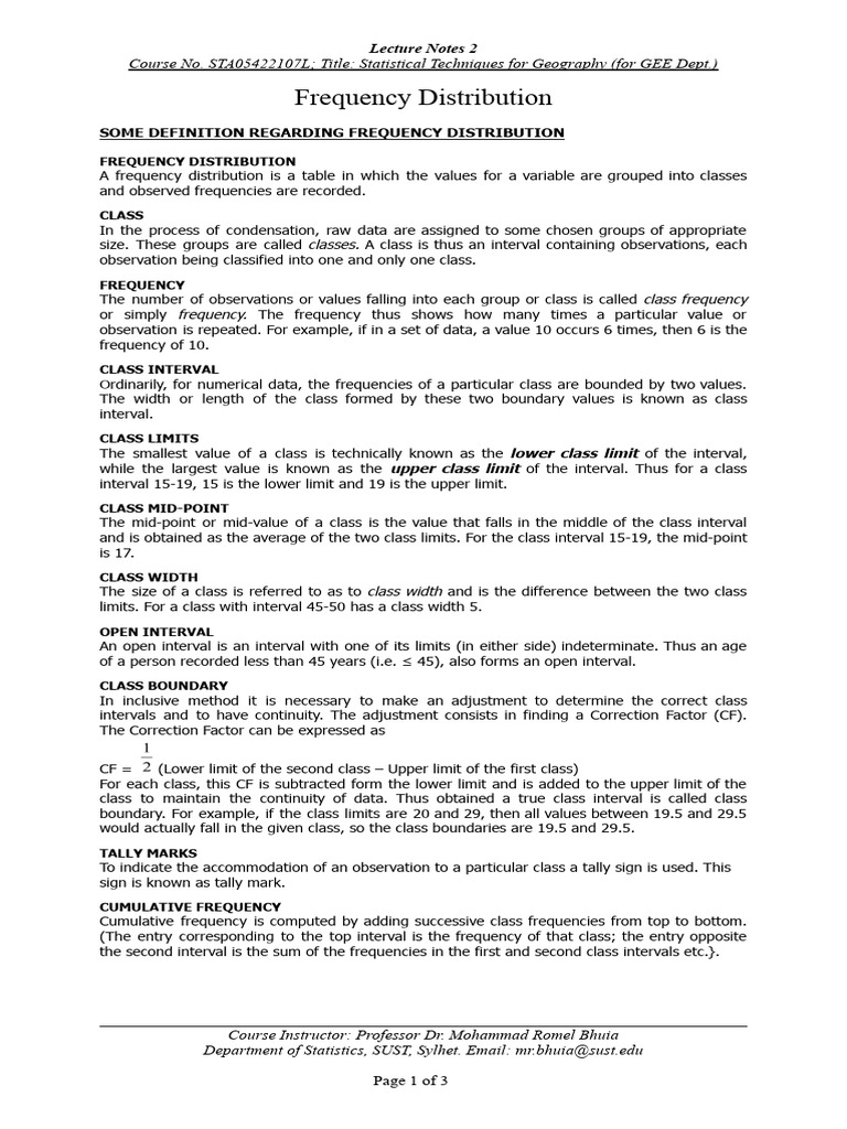 Understanding Frequency Distribution Concepts | PDF | Interval ...