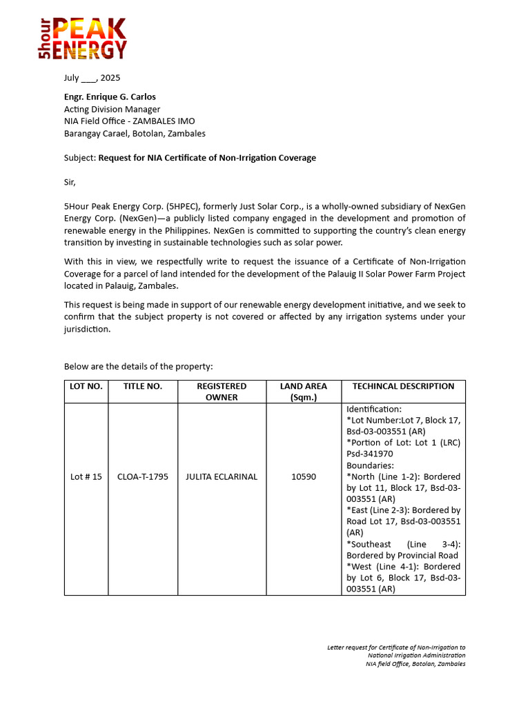 Nia Letter Application 1 Cloa-T-1795 | PDF