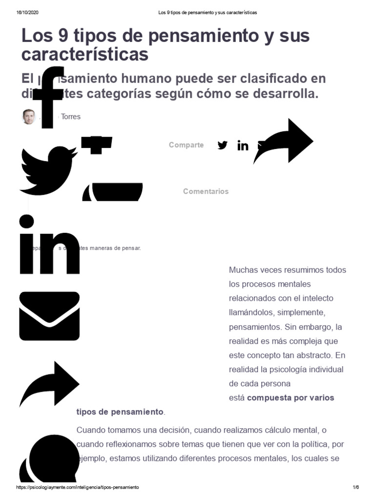 Los 9 Tipos de Pensamiento y Sus Características | PDF | Pensamiento | Mente