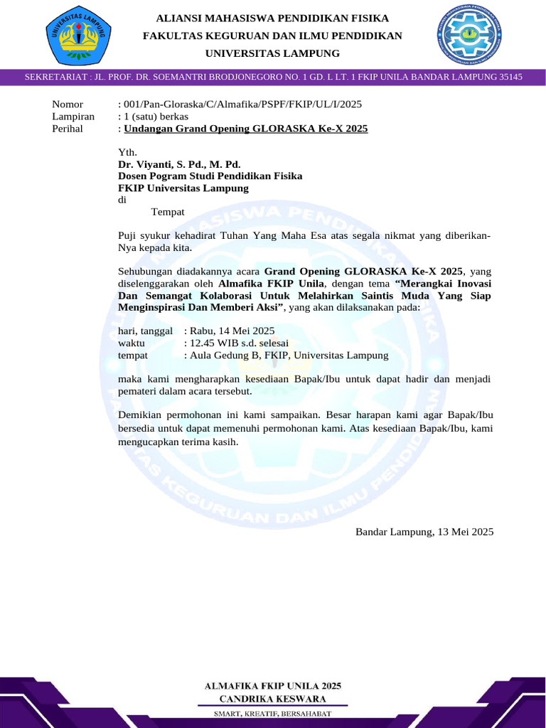 Undangan Grand Opening GLORASKA 2025 | PDF