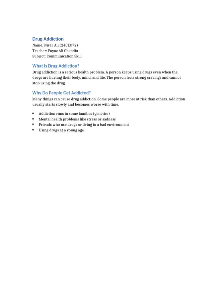 Drug Addiction Report 3 Slides Per Page | PDF