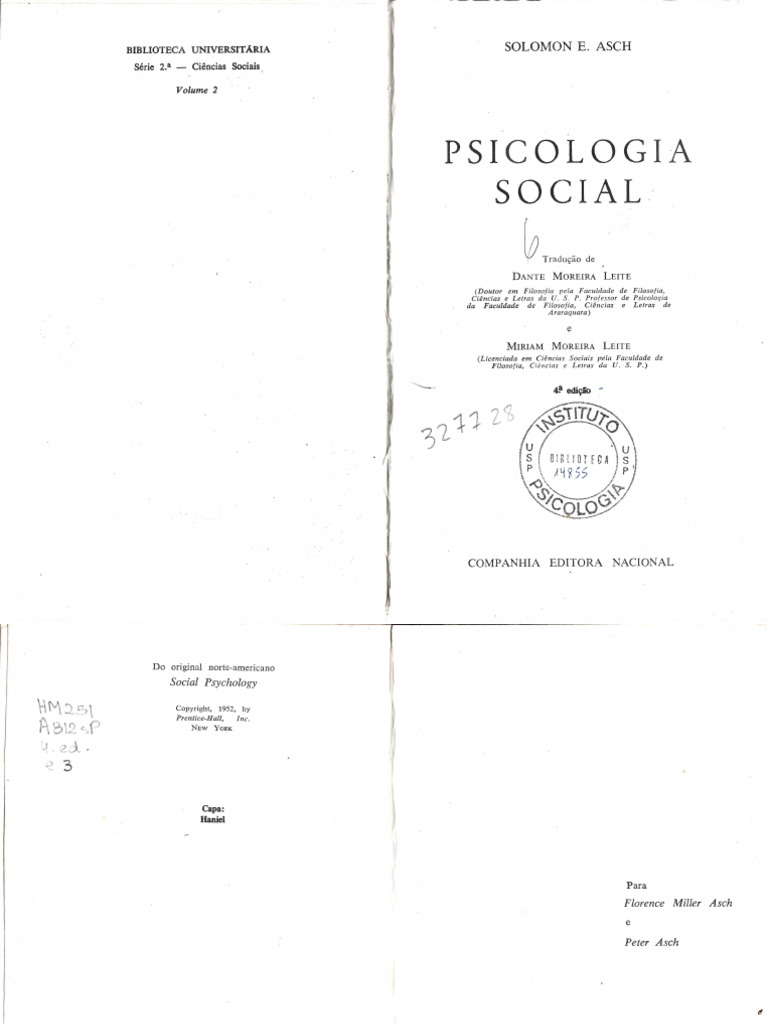 Asch, Solomon. Psicologia Social - Parte I | PDF