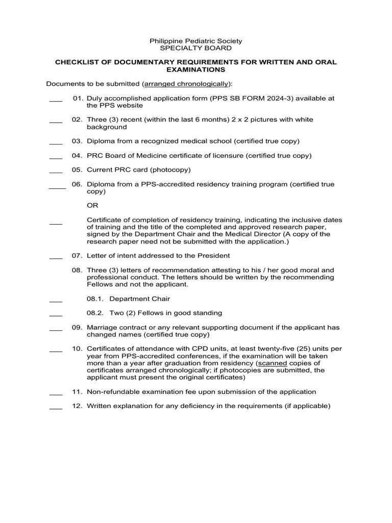 2024 Checklist Written Orals | PDF