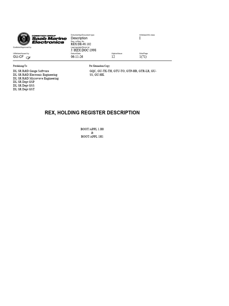 REX/DE-98.102 Document Overview | PDF | Computer Engineering | Computer ...