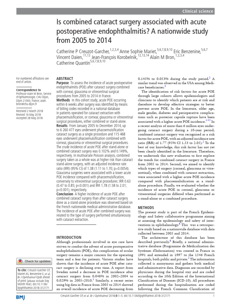 Is Combined Cataract Surgery Associated With Acute | PDF | Cataract ...