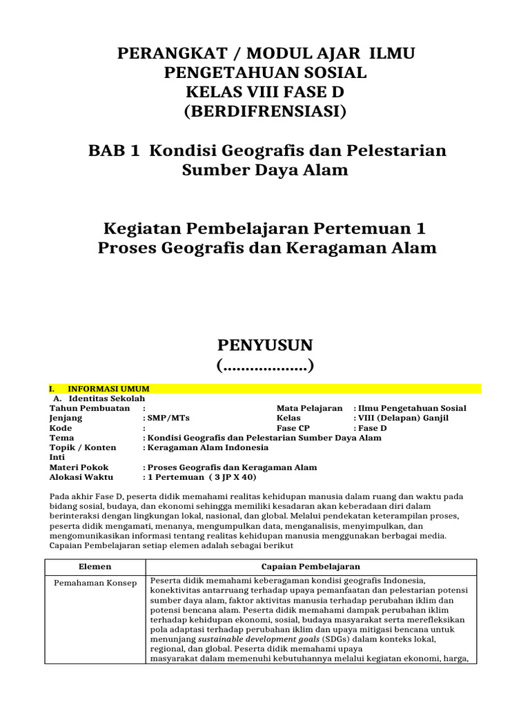 Modul Ajar Pertemuan Ke 1 | PDF