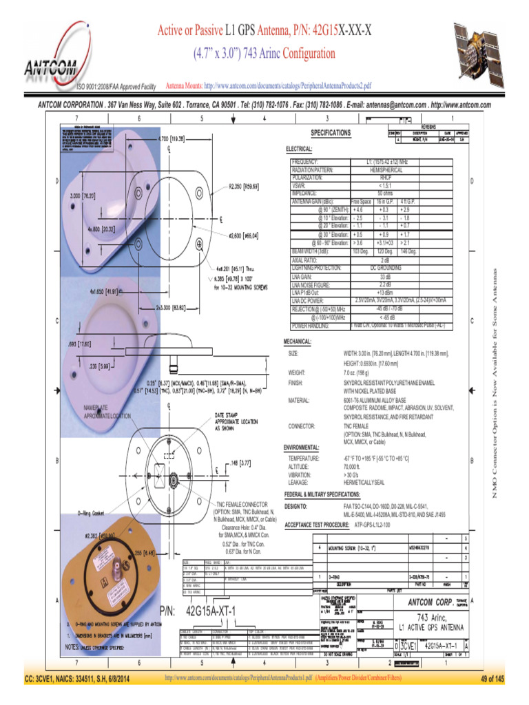 Antcom WAAS GPS Antenna Install Data Sheet | PDF | Antenna (Radio ...
