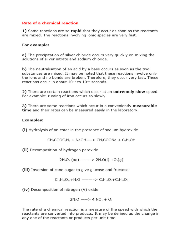 Rate of A Chemical Reaction | PDF | Reaction Rate | Chemical Reactions