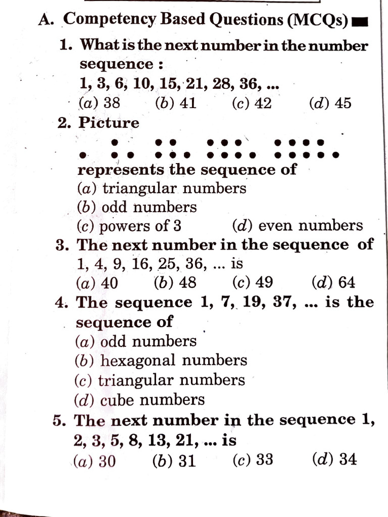 Class 6 MCQs on Number Patterns | PDF