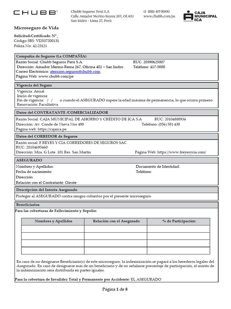 Microseguro Vida Sepelio 28.05.2025 | PDF | Póliza de seguros | Seguro