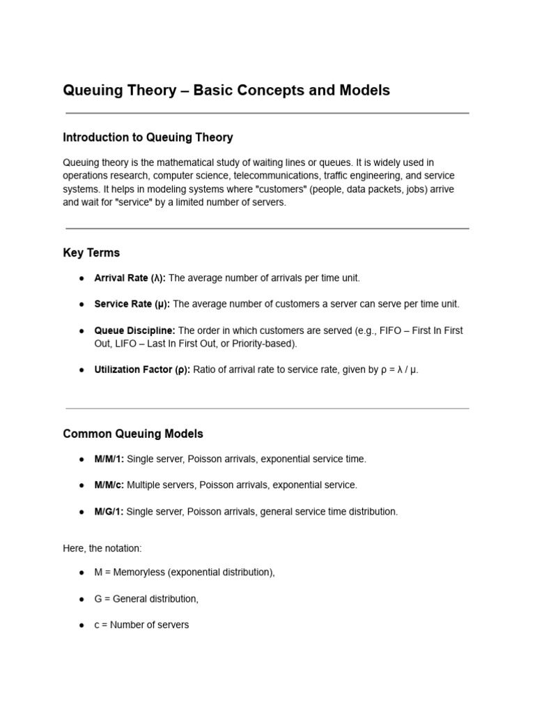 Queuing Theory - Basic Concepts and Models | PDF | Autoregressive Integrated Moving Average ...