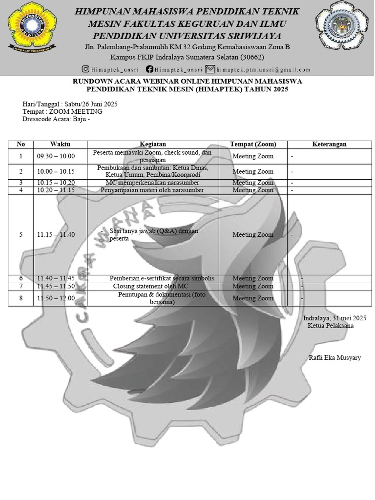 Rundown Acara Webinar Tahun 2025 Salinan | PDF