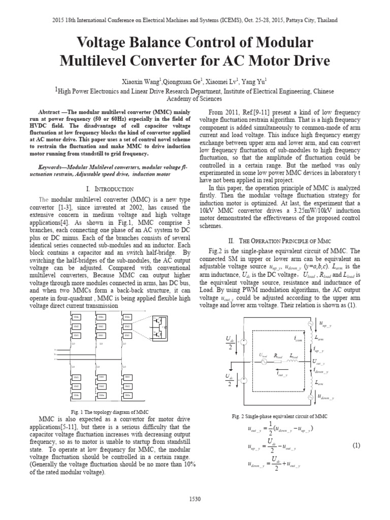 Voltage Balance Control of Modular Multilevel Converter For AC Motor ...