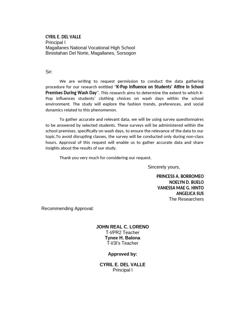 Letter To The Principal | PDF