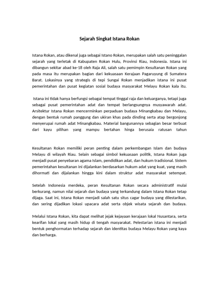 Sejarah Istana Rokan di Riau | PDF