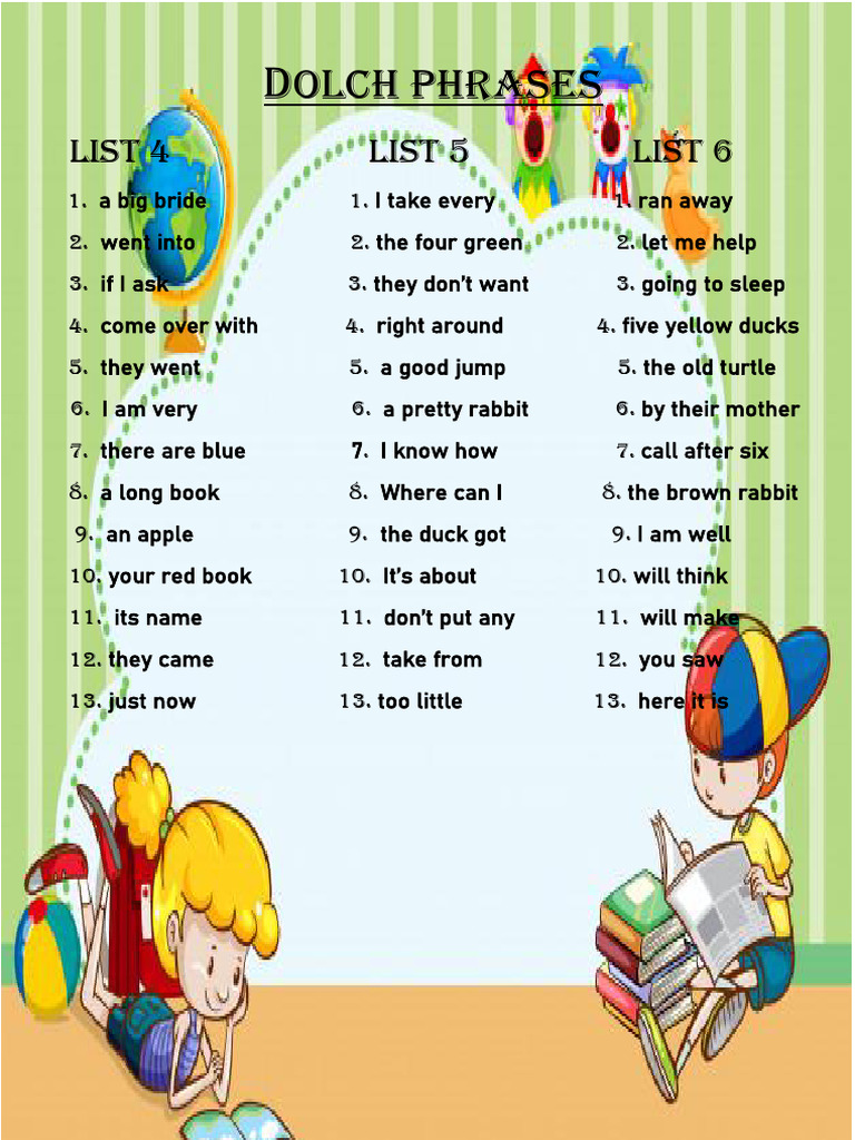 Dolch Phrases (List 4-6) | PDF