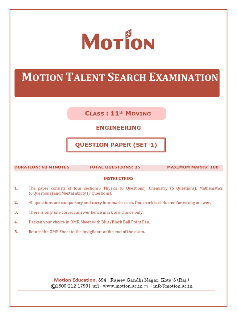Set 1 Class 11 Enginering Mtse Questions | PDF | Periodic Table ...